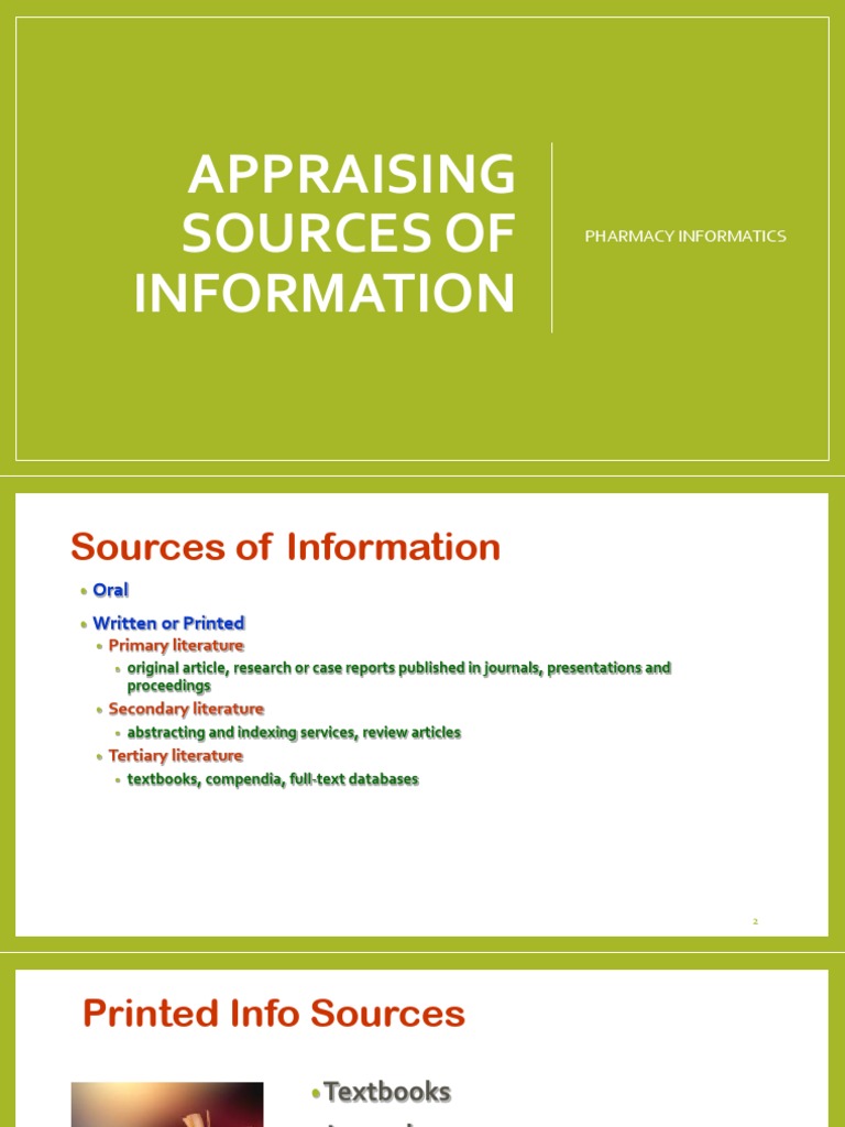 Sources of Drug Information in Pharmacy | PDF | Pharmacy | Pharmacology