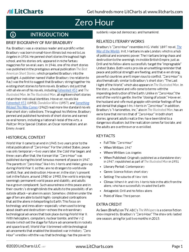 Zero Hour: Intr Oduction | PDF | Ray Bradbury | Martian