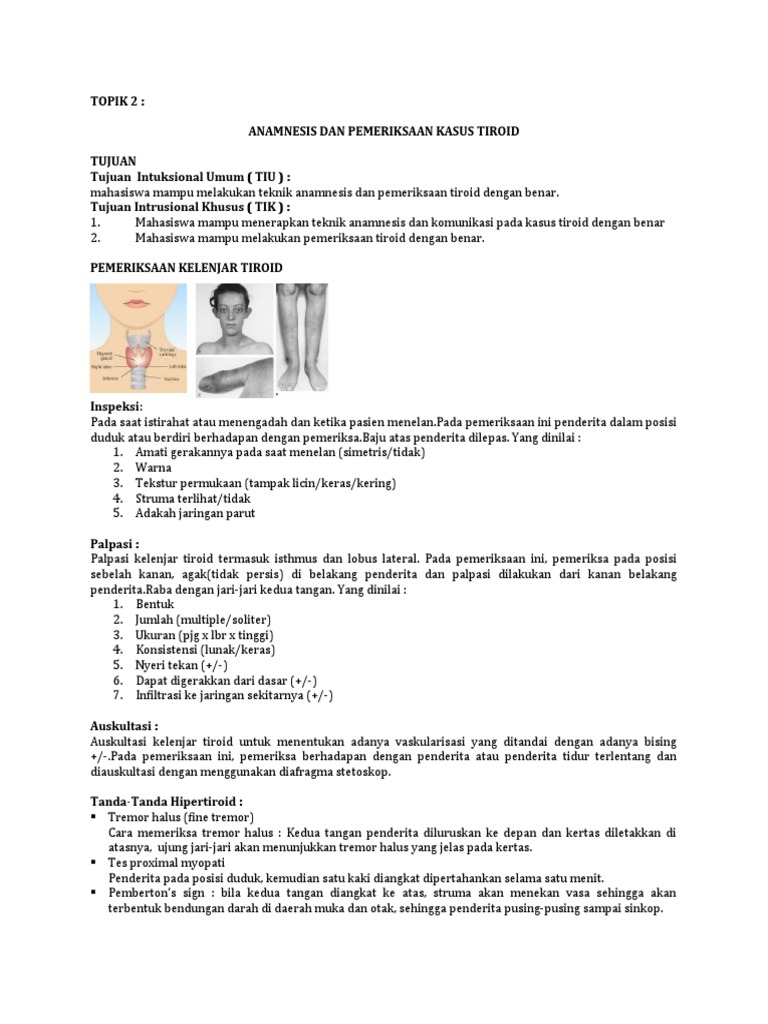 Topik 2 Anamnesis Dan Pemeriksaan Tiroid | PDF