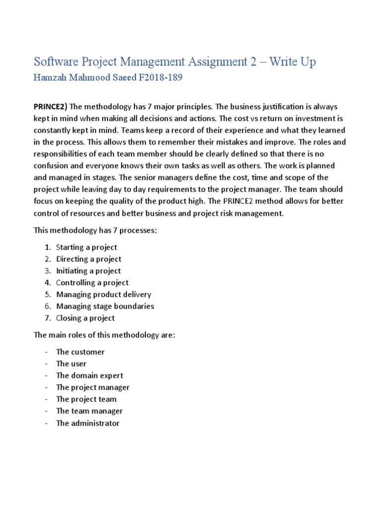 Software Project Management Assignment 2 | PDF | Systems Engineering | Computing