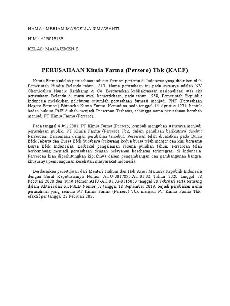 Sejarah Kimia Farma Pdf
