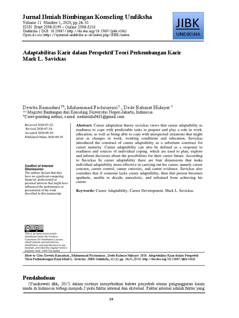 Adaptabilitas Karir Dalam Perspektif Teori Perkembangan Karir | PDF ... Adaptabilitas Karir Dalam Perspektif Teori Perkembangan Karir | PDF ...