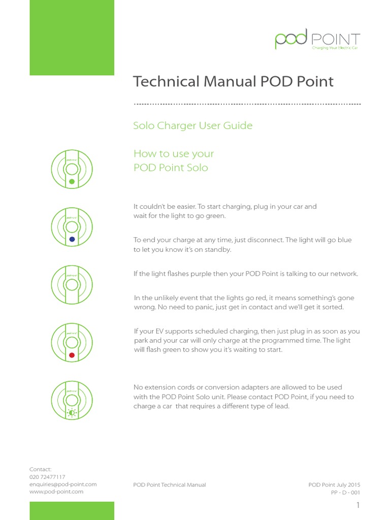 Technical Manual POD Point: Solo Charger User Guide | PDF | Electrical ...
