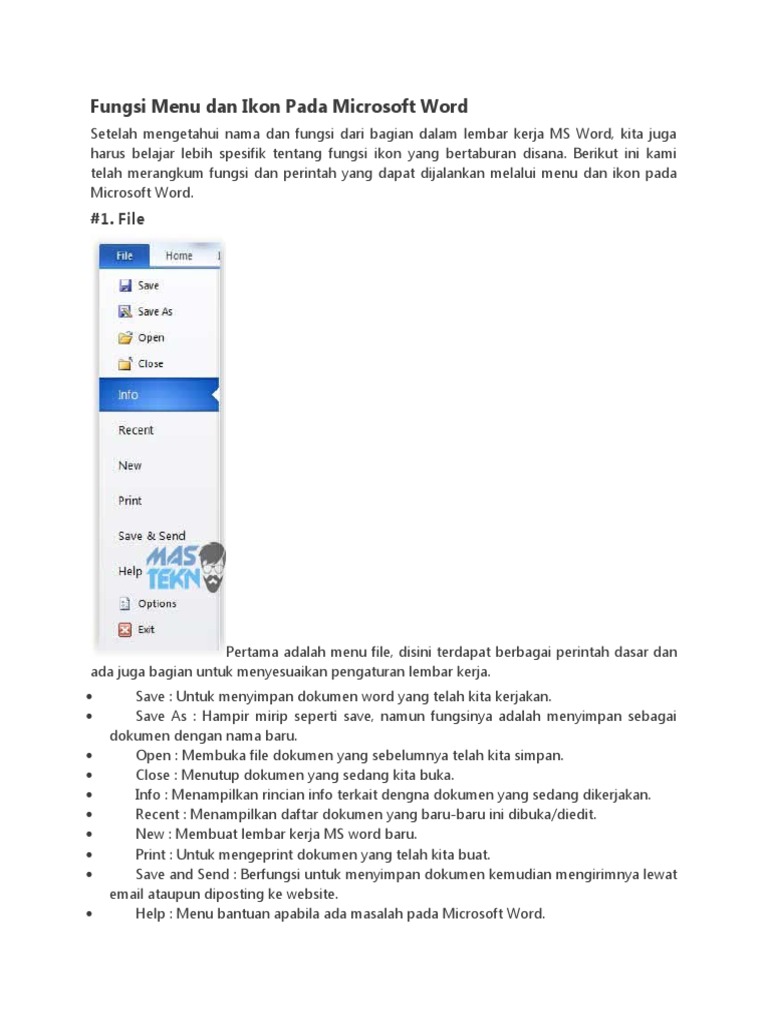 Fungsi Menu Dan Ikon Pada Microsoft Word | PDF