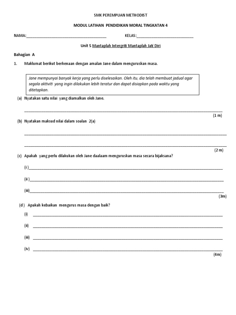 Modul Esei Unit 5 Moral | PDF