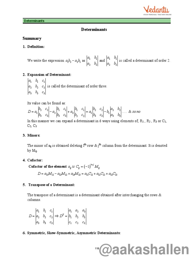 05 Determinants | PDF | Determinant | Zero Of A Function