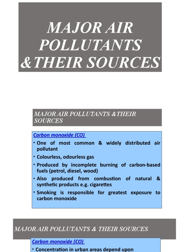 Major Air Pollutants &their Sources | PDF