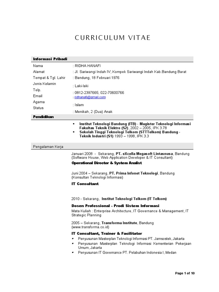 CV Ridha | PDF | Seni | Komputer