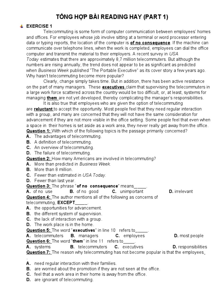 TỔNG HỢP BÀI LUYỆN TẬP VỀ ĐỌC HIỂU HA1 | PDF | Energy Development | Solar Power