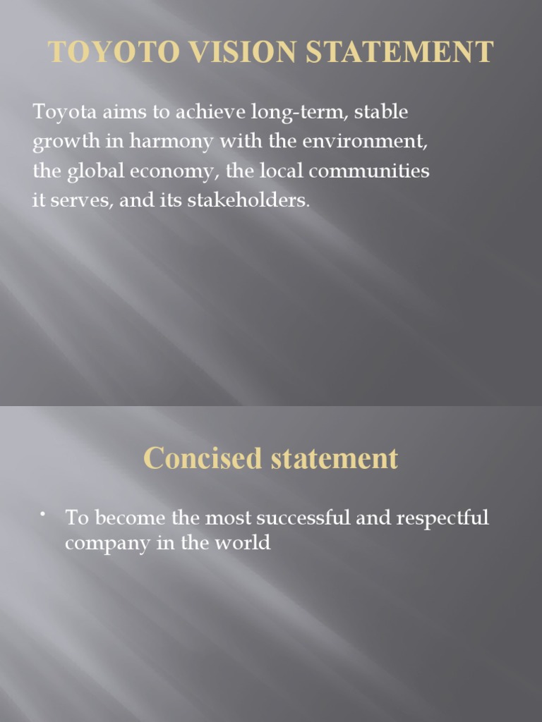 Toyoto Vision Statement | PDF | Finance & Money Management | Social Science