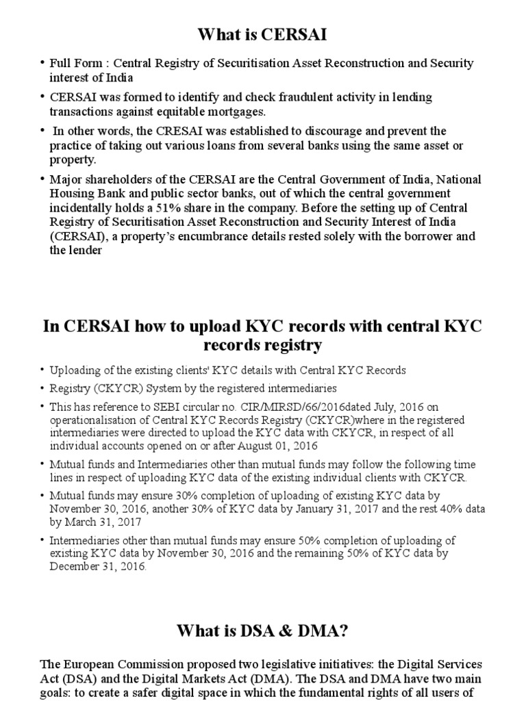 Understanding CERSAI and Its Functions | PDF | Banking | Business Law