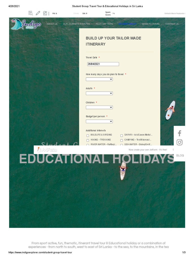 Student Group Travel Tour & Educational Holidays in Sri Lanka | PDF