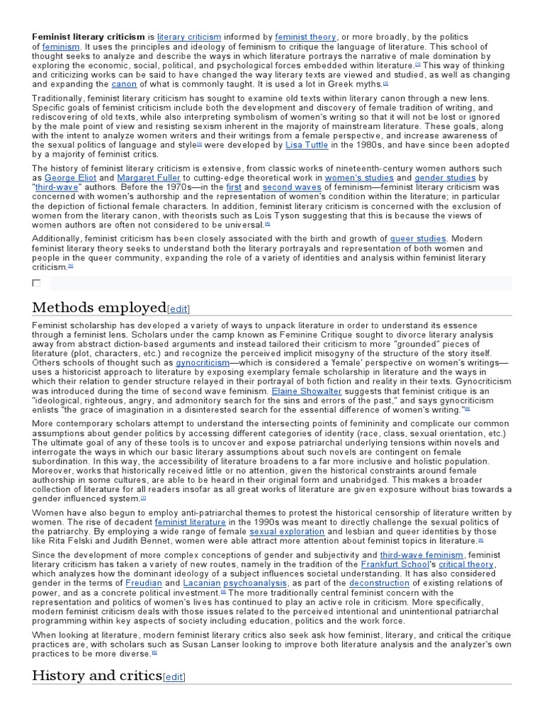 Feminist Literary Criticism Overview | PDF | Women's Rights ...