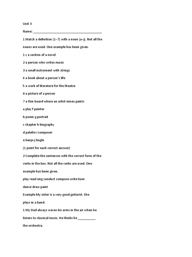 Unit 3 Worksheet | PDF | Syntax | Cognitive Science