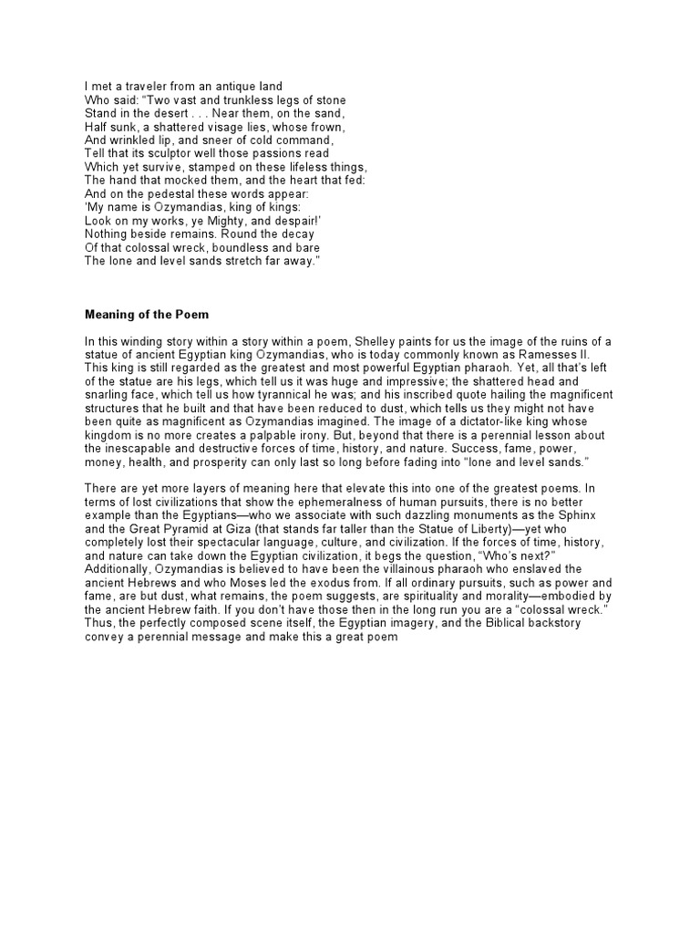 The Ephemeral Nature of Power and Civilization: Analysis of Percy ...