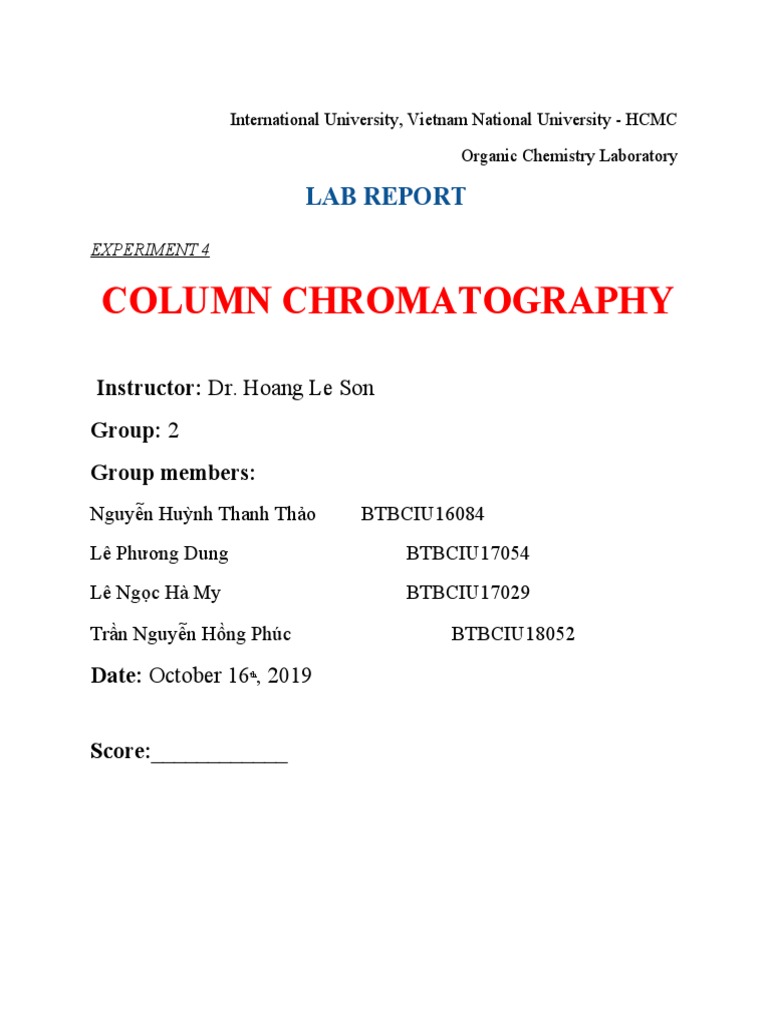 Column Chromatography: Lab Report | PDF | Thin Layer Chromatography ...