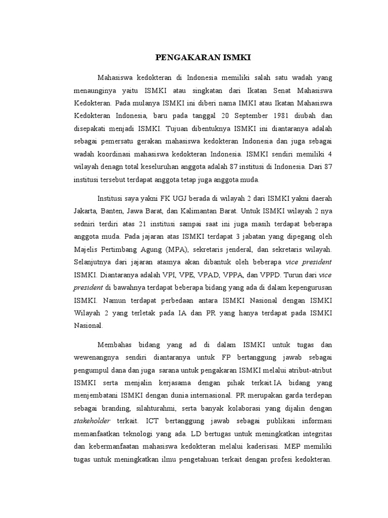 Pengantar ISMKI untuk Mahasiswa Kedokteran | PDF | Pengembangan Diri