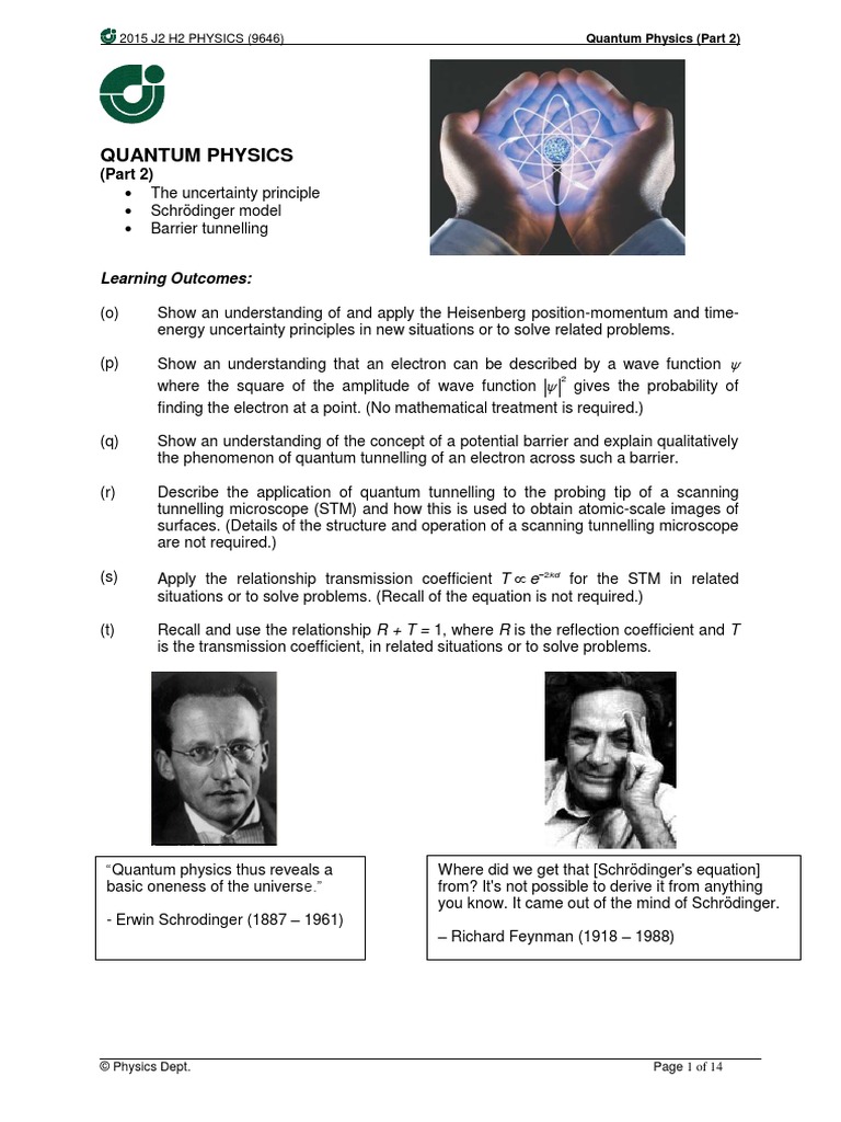 14 15 H2 Quantum Physics II Teacher Notes | PDF | Quantum Tunnelling ...
