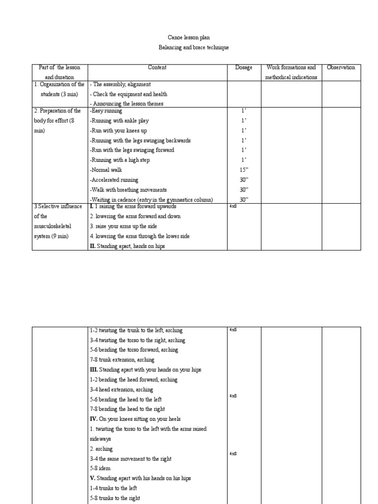 Canoe Lesson Plan | PDF | Canoe | Anatomical Terms Of Motion
