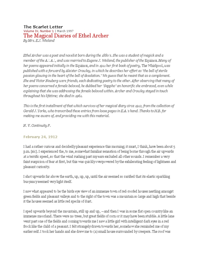 The Scarlet Letter-Magical Diaries of Ethel Archer | PDF | Aleister ...