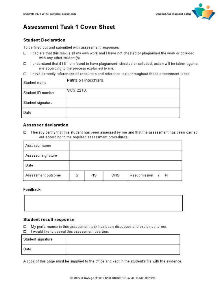 BSBWRT401 Student Assessment Task 1 | PDF | Question | Syntax
