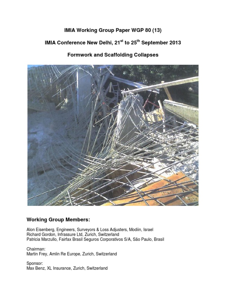 IMIA - WGP 80 13 Formwork and Scaffolding Collapses 21 7 13 | PDF ...