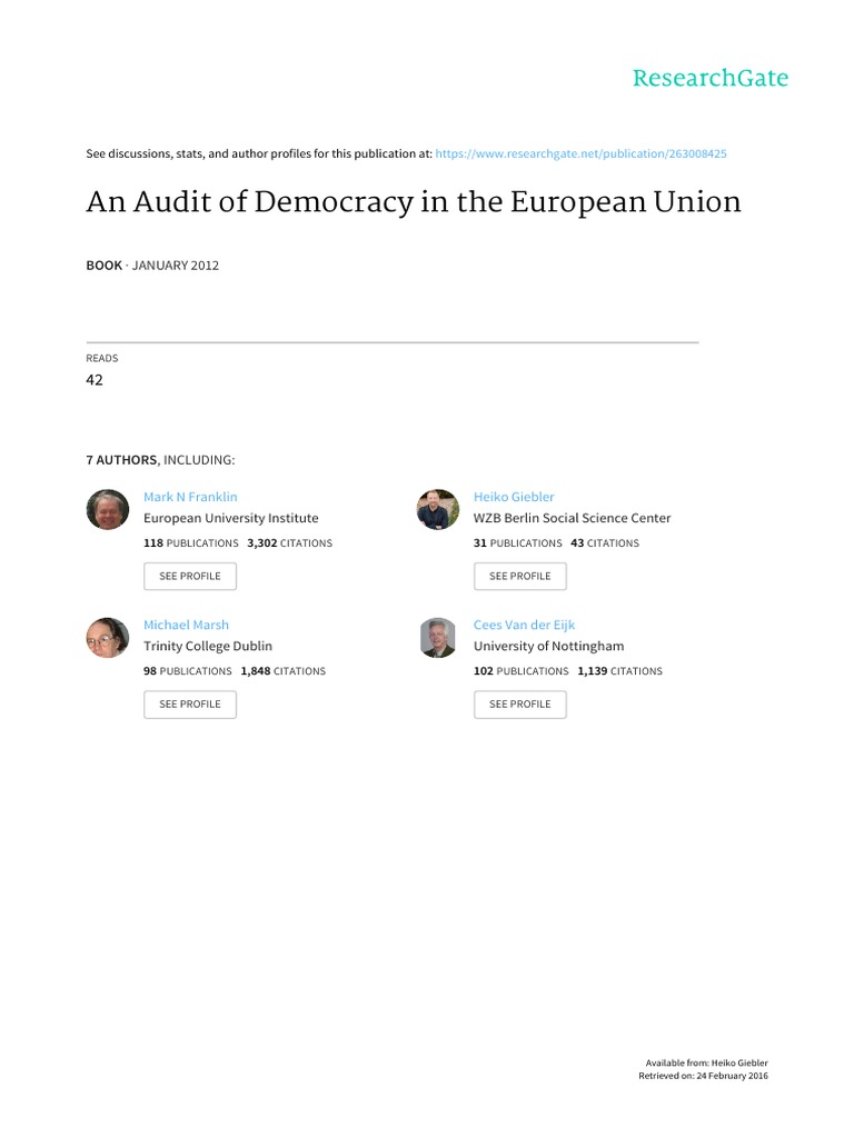 An Audit of Democracy in The European Union | PDF | European Union ...