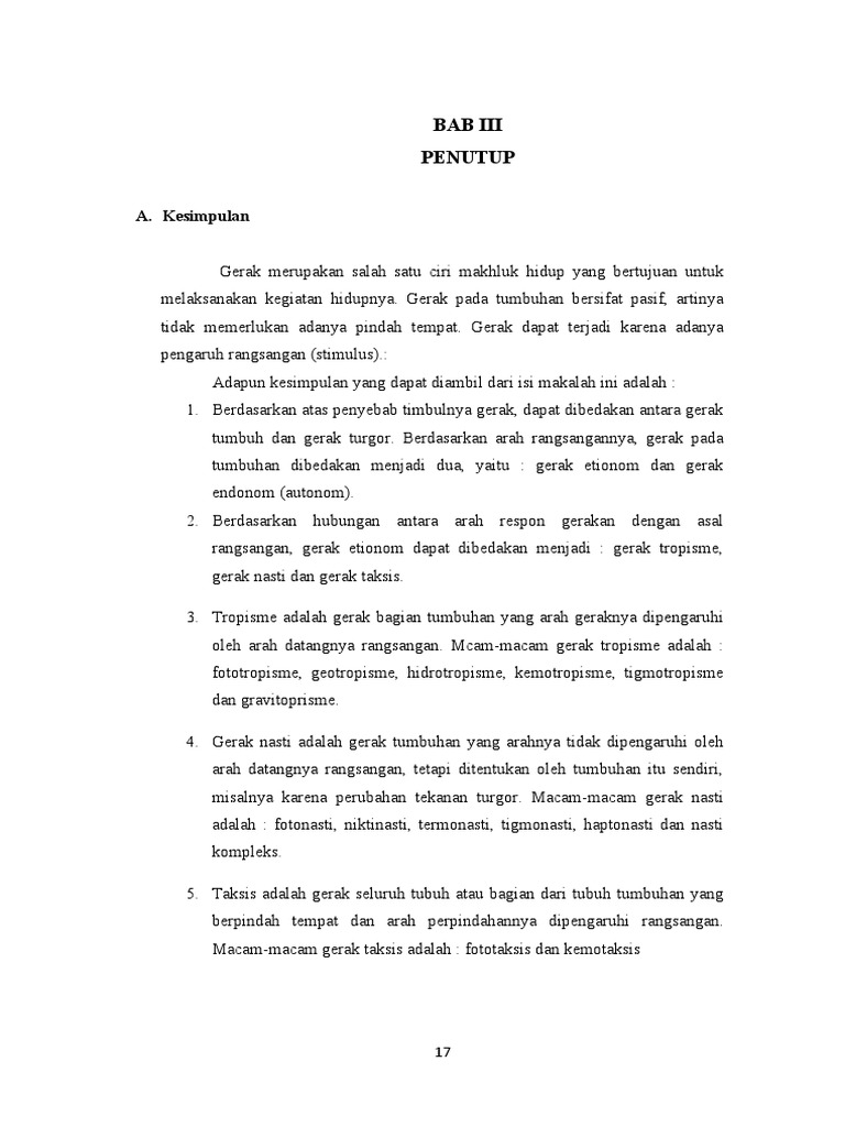 Bab III Kti Gerak Tumbuhan | PDF