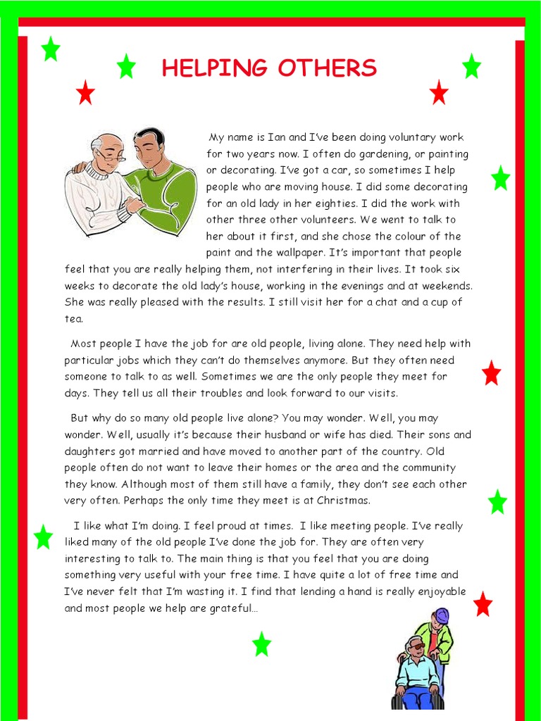 Helping Others Reading Comprehension Exercises - 7204 | PDF