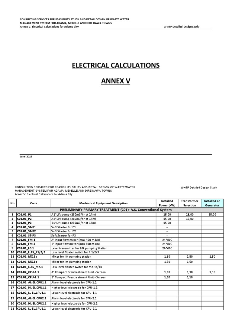 06 Annex V Electrical Adama WW | PDF | Anaerobic Digestion | Waste ...