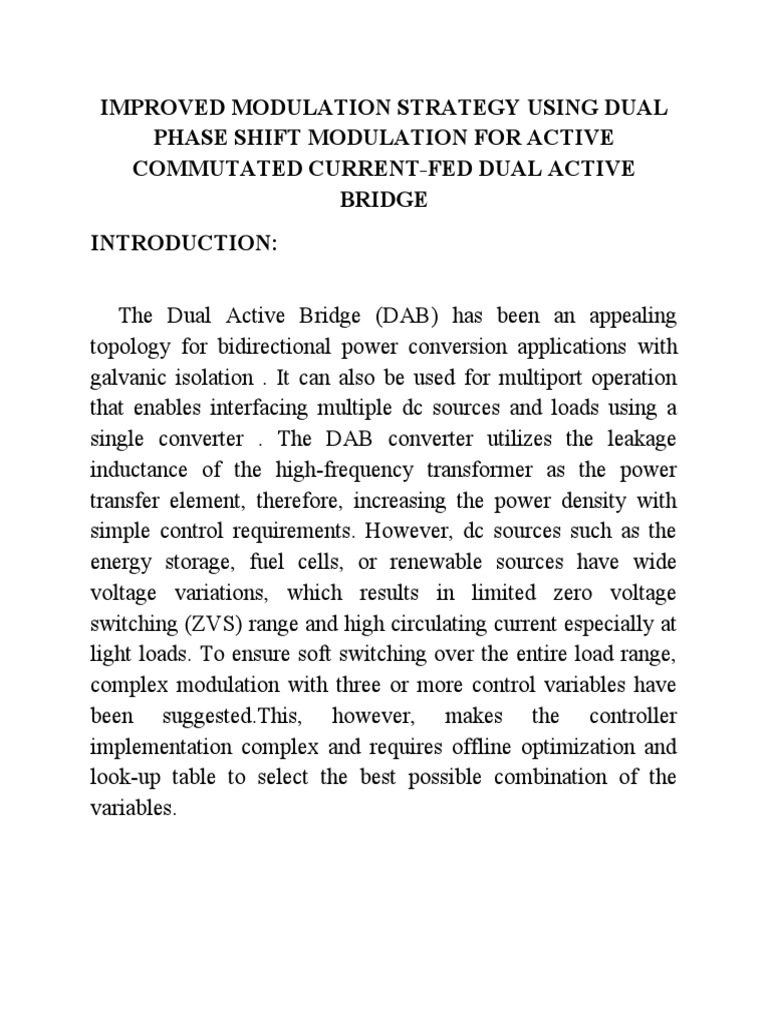 Improved Modulation Strategy Using Dual Phase Shift Modulation For ...