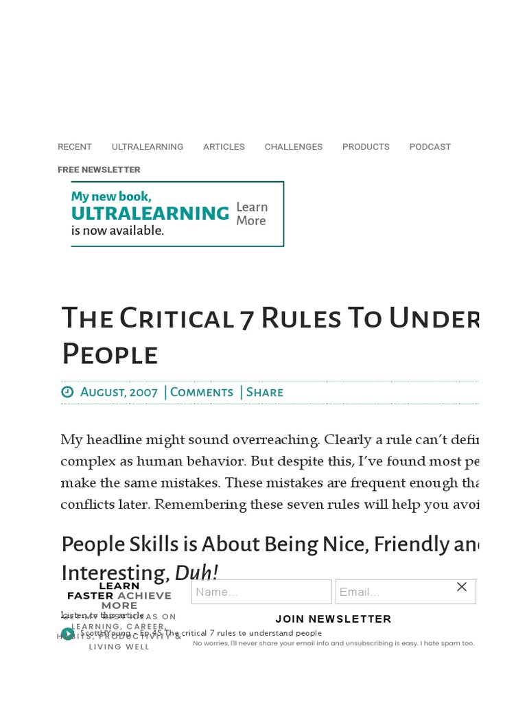 The Critical 7 Rules To Understand People | PDF | Altruism | Empathy