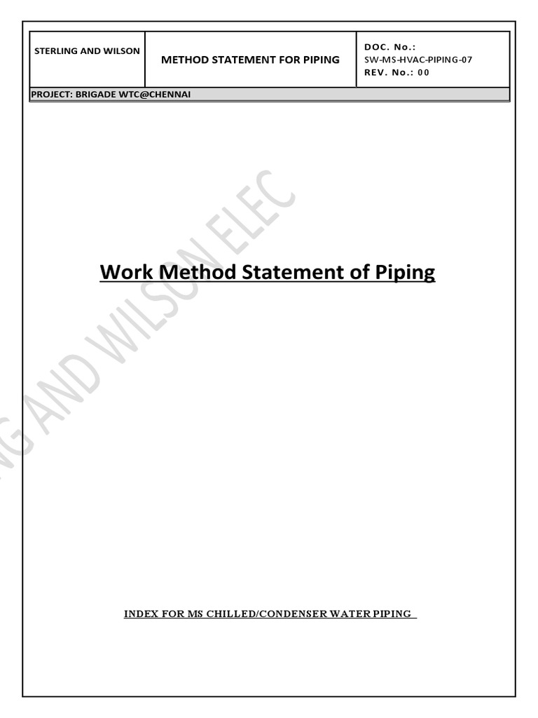Work Method Statement of Piping | Download Free PDF | Pipe (Fluid Conveyance) | Chemical Engineering