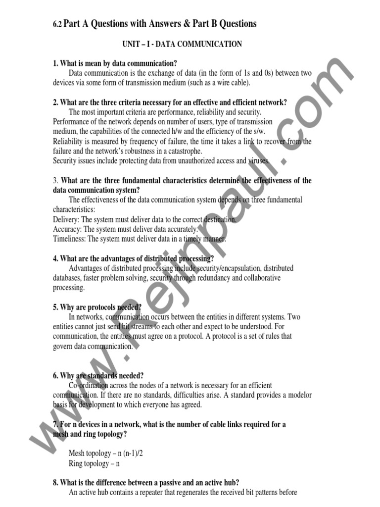 Part A Questions With Answers & Part B Questions | PDF | Computer ...