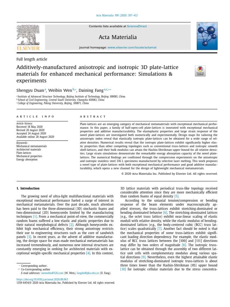 Acta Materialia: Full Length Article | PDF | Yield (Engineering ...
