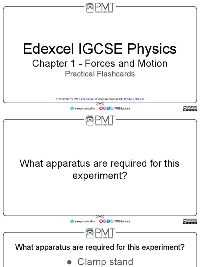 Practical Flashcards - Chapter 1 Forces and Motion - Edexcel Physics IGCSE | PDF | Elasticity ...