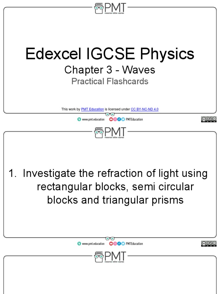 Practical Flashcards Chapter 3 Waves Edexcel Physics Igcse Pdf