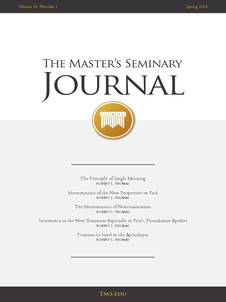 The Master's Seminary Journal | PDF | Dispensationalism | Biblical ...