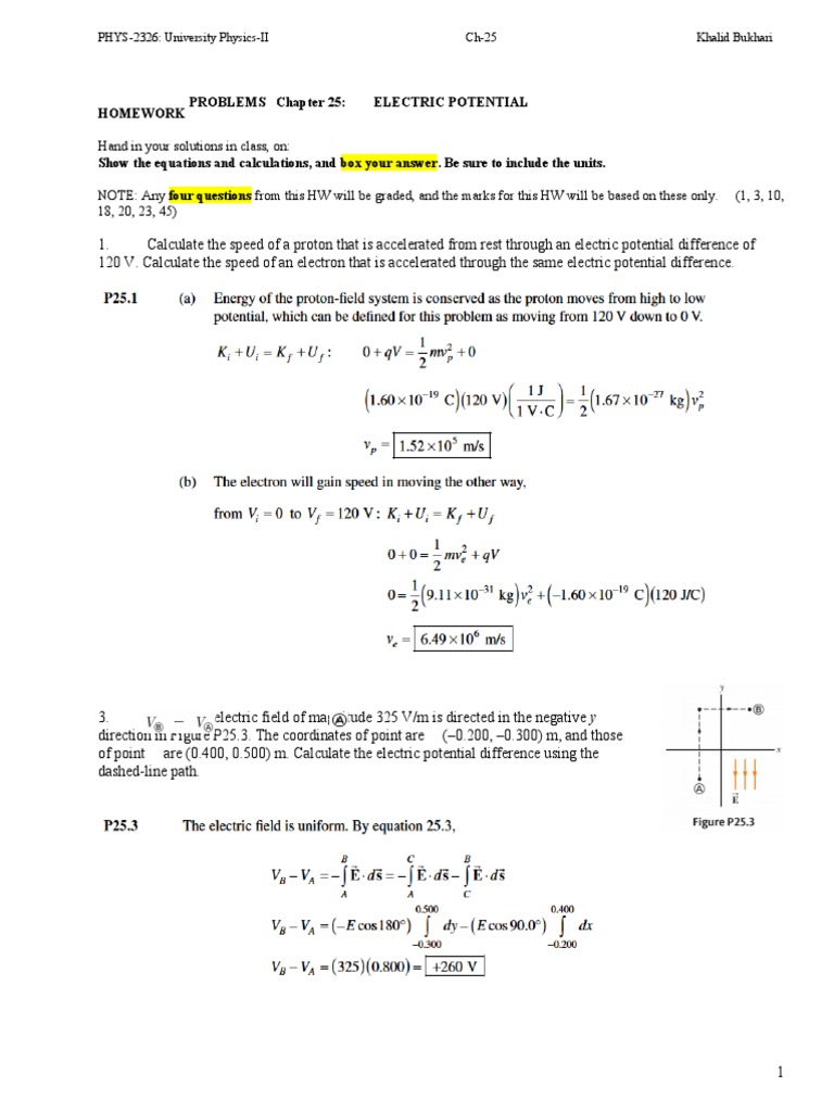 Electric Potential Problems: Calculating Potential, Field, and Energy ...