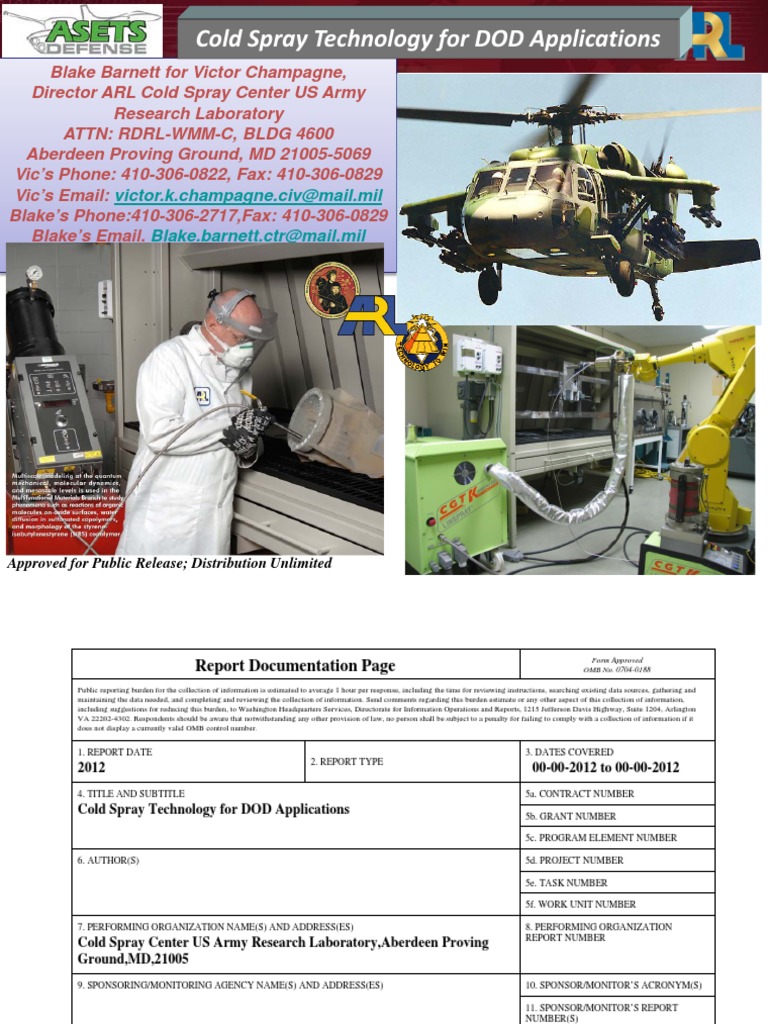 Cold Spray Application Deptt of Dense Use | PDF | Materials | Metals