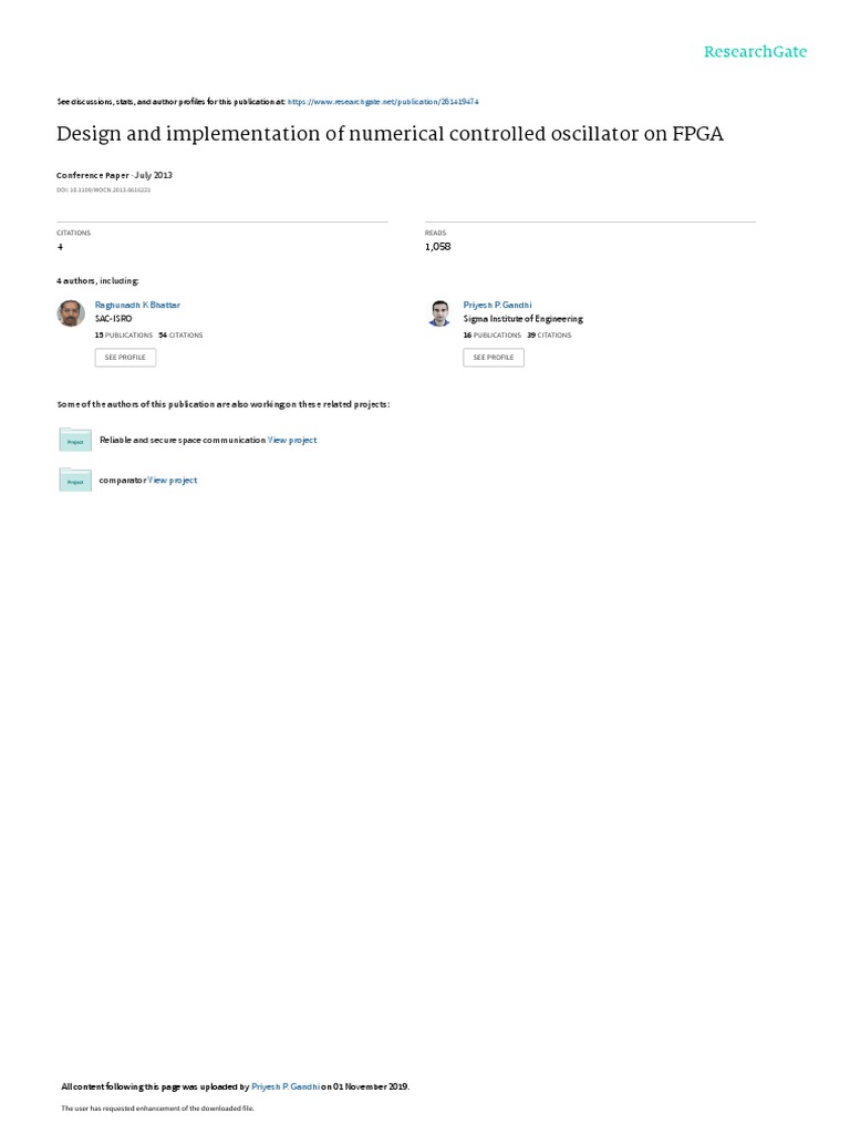 Design and Implementation of Numerical Controlled Oscillator On FPGA | PDF | Telecommunications ...