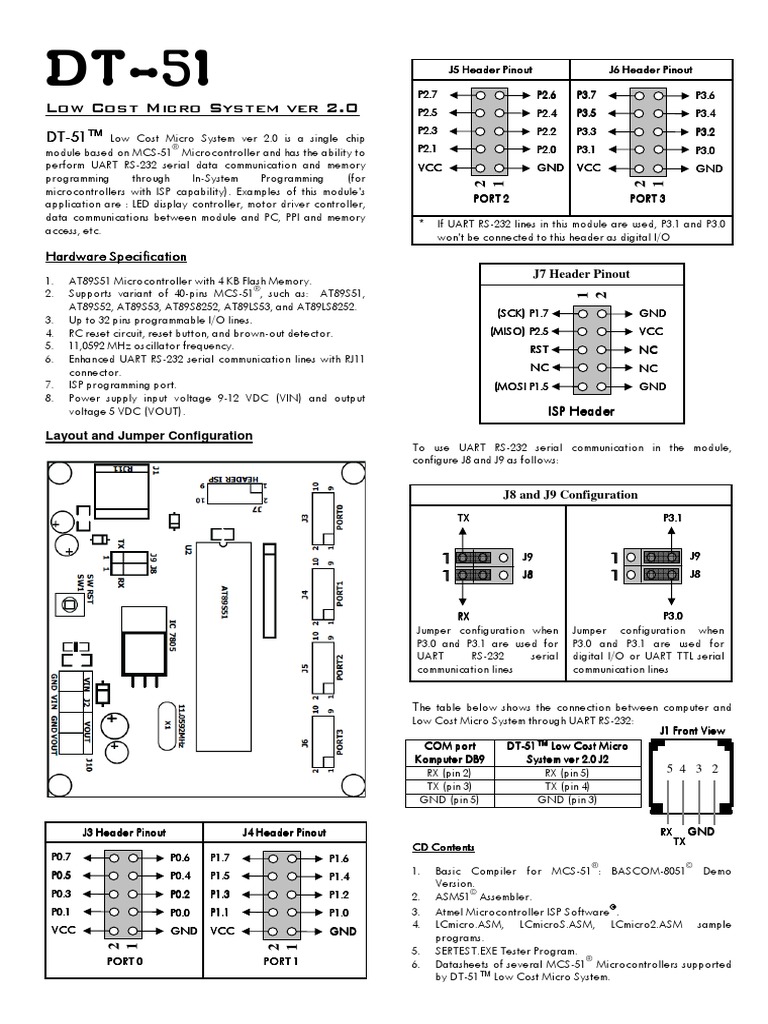 DT-51 Low Cost Micro System v2 Rev1 - Eng | PDF | Microcontroller ...