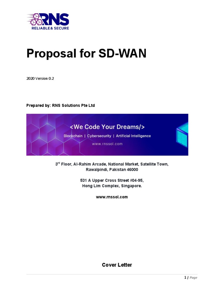 Proposal For SD-WAN: Prepared By: RNS Solutions Pte LTD | PDF | Data ...