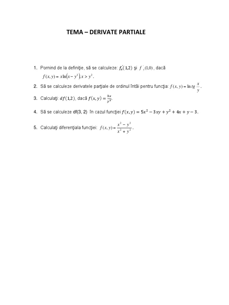 TEMA 3 - Derivate Partiale | PDF