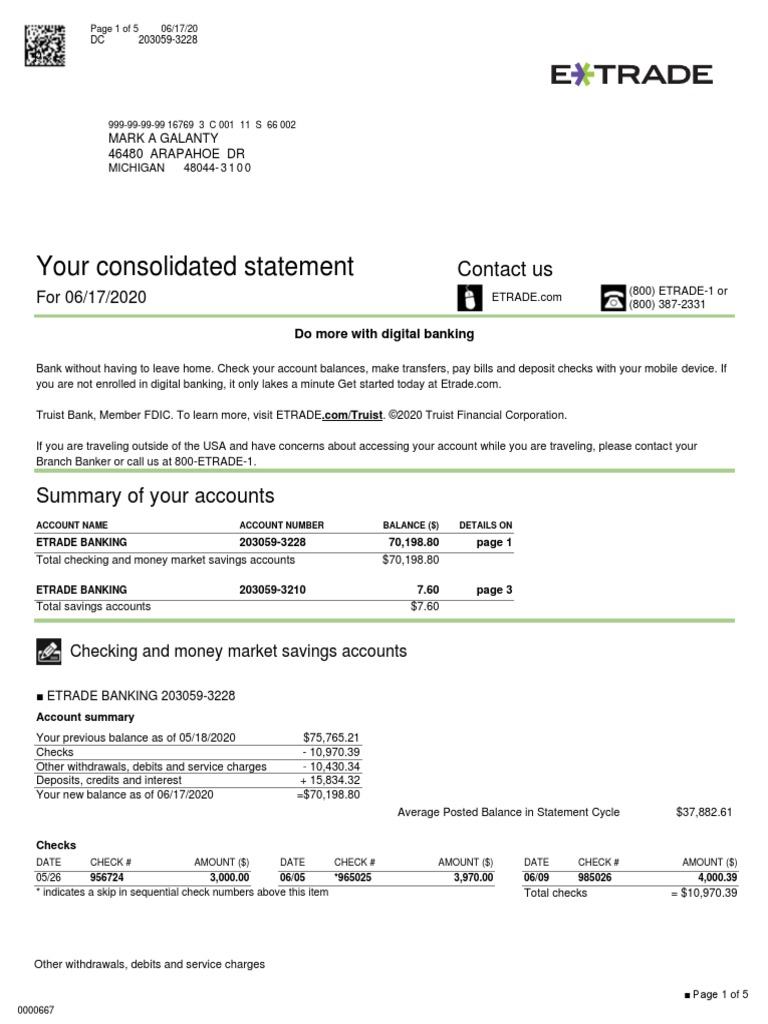 Etrade Bank-Statement | PDF | Cheque | Deposit Account