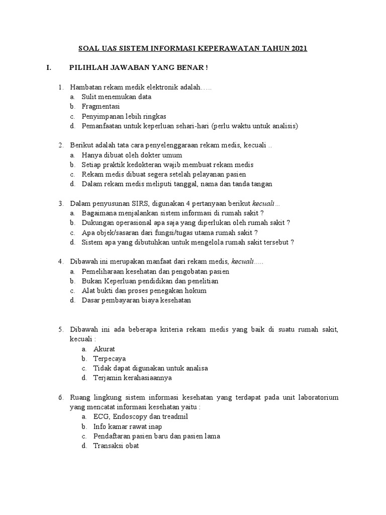 Soal Sik Uas2021revisi | PDF