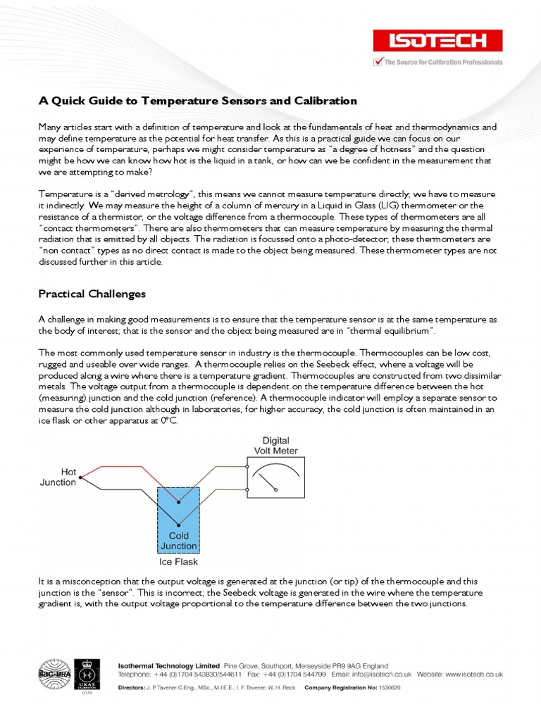 Temperature Sensors: Calibration Guide | PDF | Thermometer | Thermocouple
