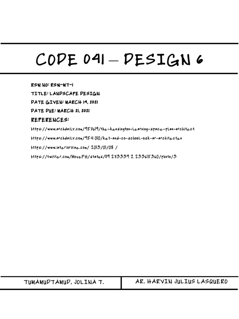 CODE 041 - Design 6: References | PDF | Economic Sectors ...