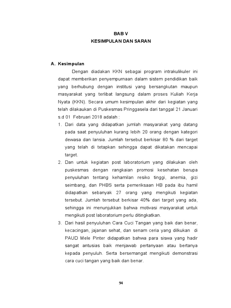 Laporan KKN Bab V | PDF