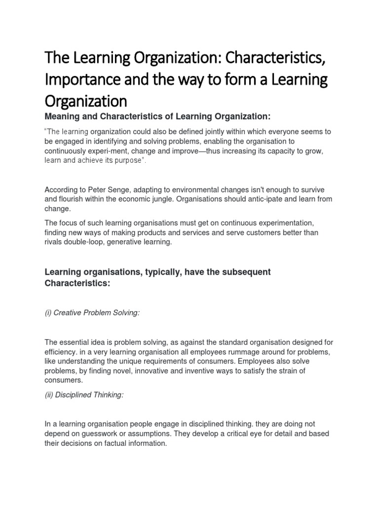 The Learning Organization | PDF | Business